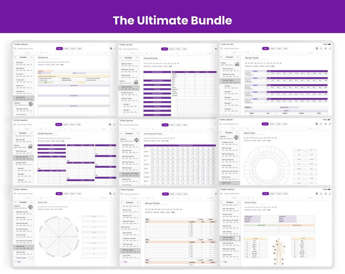 Onenote Digital Planner: Undated | Self-care | Productivity | Daily ...