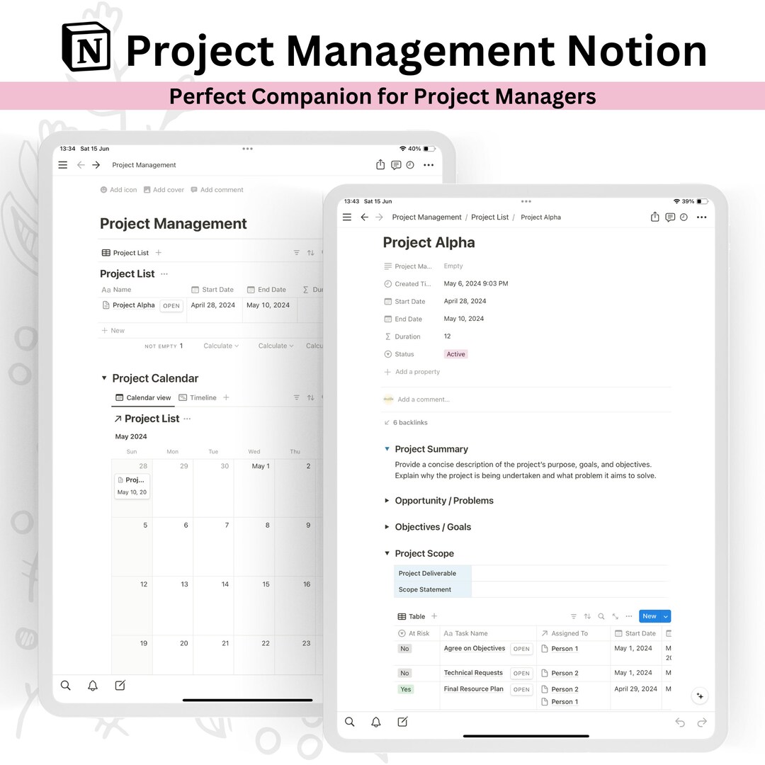 Project Management Template - Notion Template, Gantt Chart, Project ...