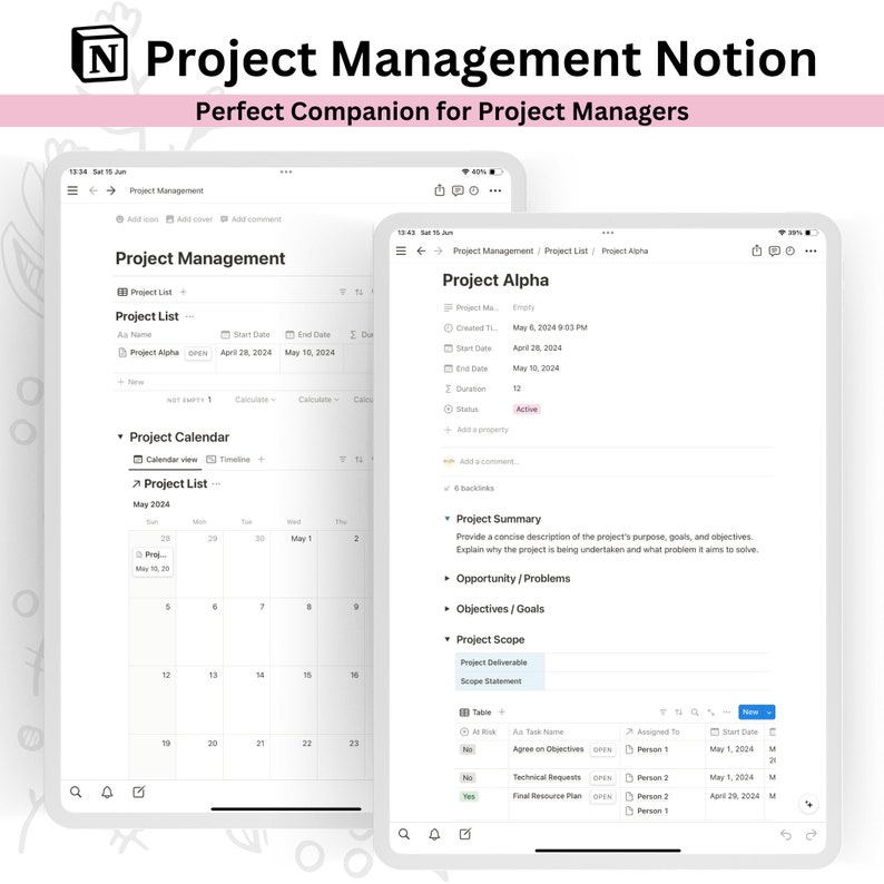 Project Management Template - Notion Template, Gantt Chart, Project ...
