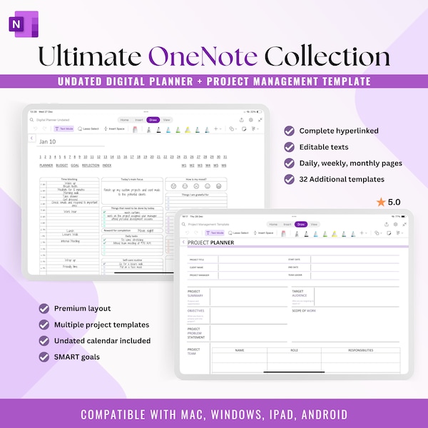 Onenote Bullet Journal Template - Etsy