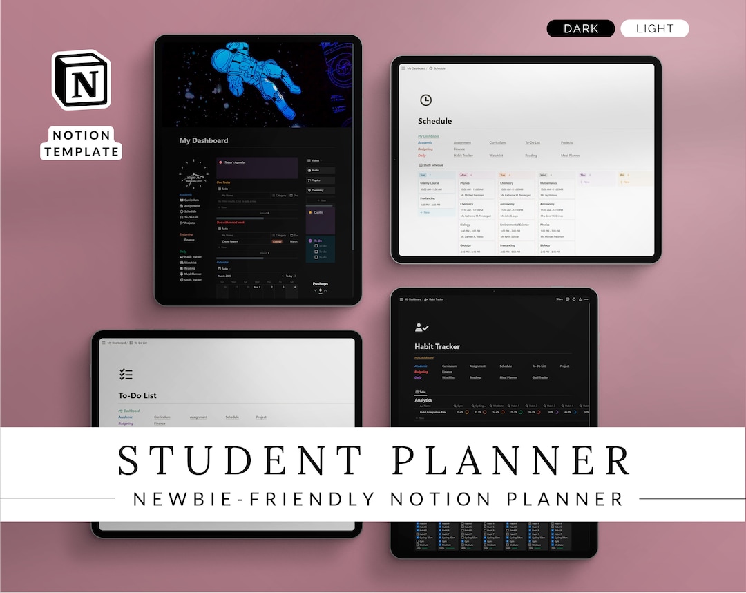 Notion Student Planner Template | Academic Planner | College Planner ...