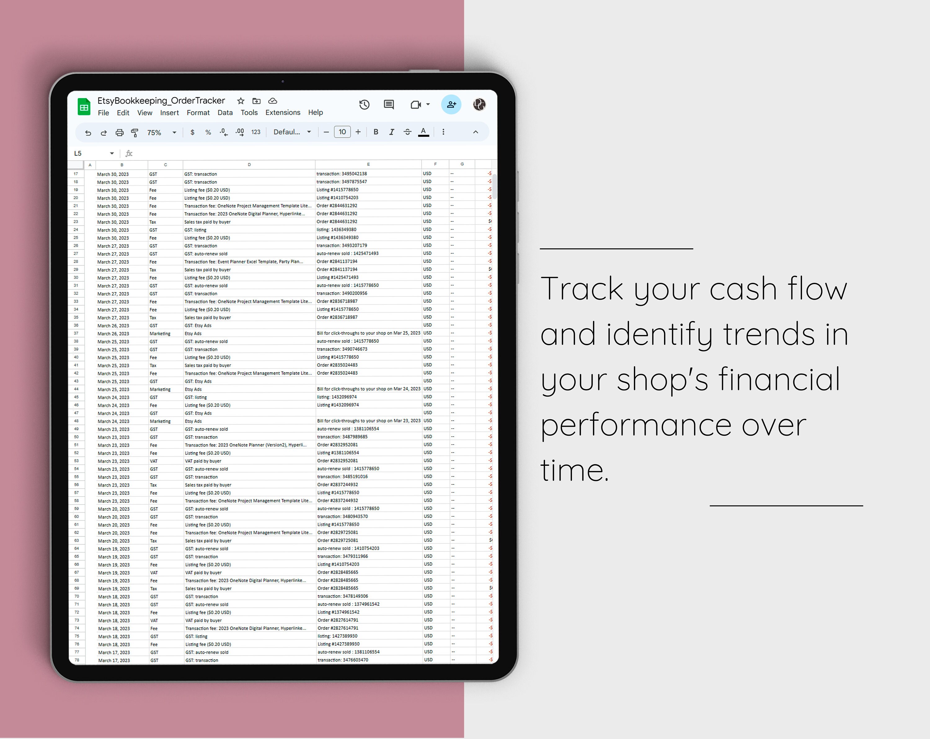 Etsy Seller Spreadsheet, Income Tracker, Small Business Template, Etsy ...