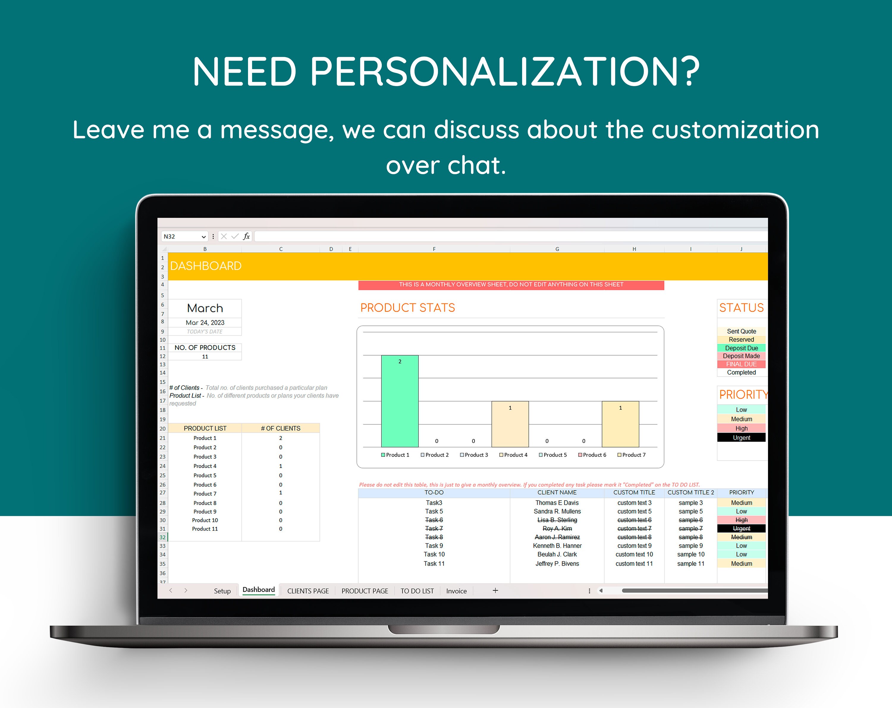 Client Tracker With Invoice Spreadsheet, Client Dashboard Excel, CRM ...