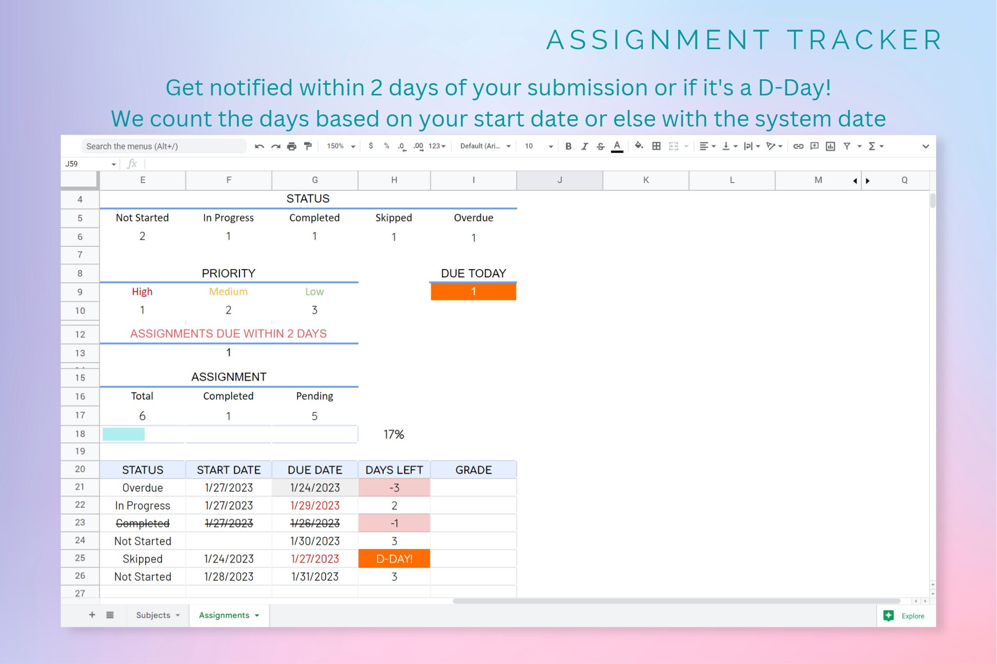 Assignment Tracker Google Sheets, Assignment Planner, Homework Planner ...