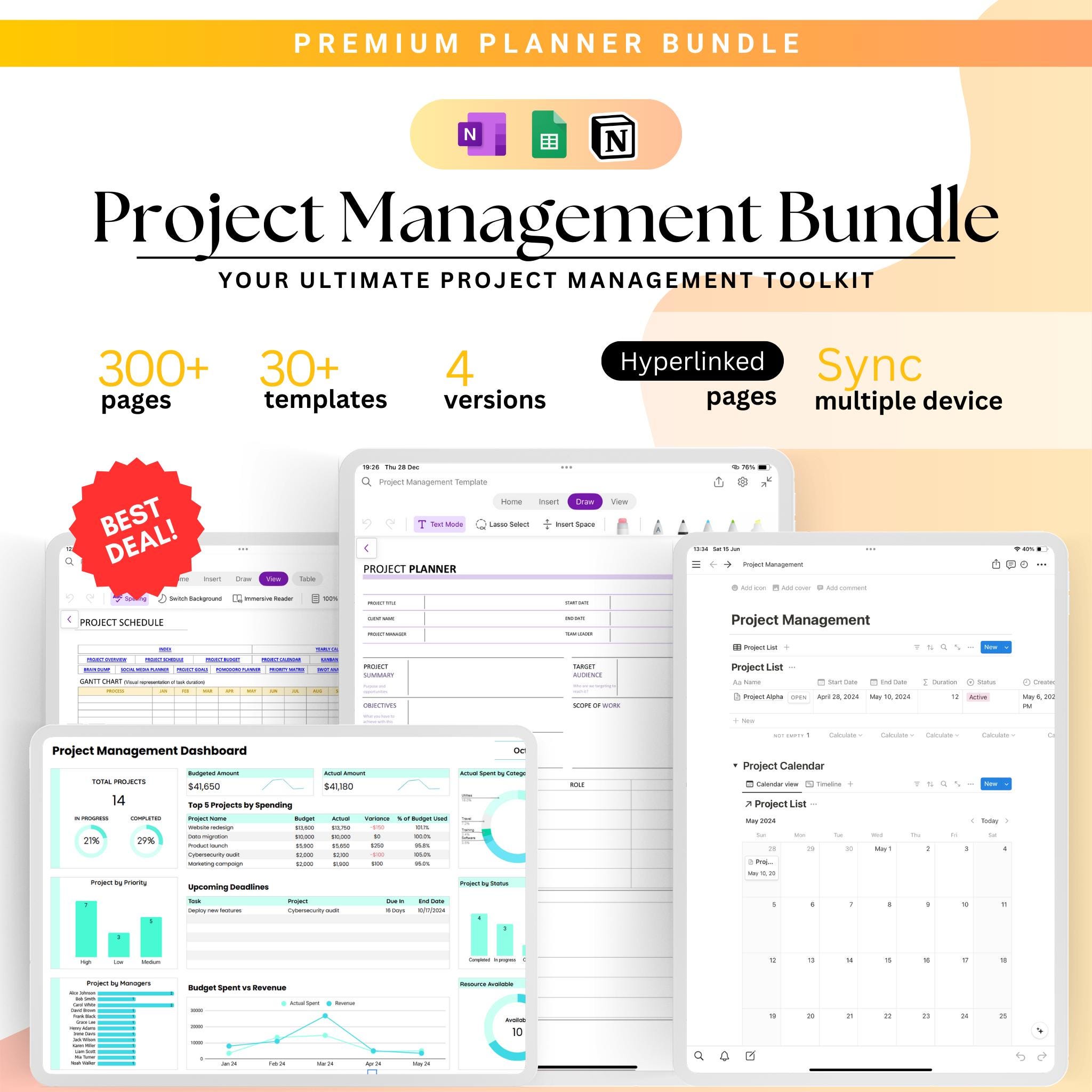 Project Management Bundle, Gantt Chart, Project Milestone, SMART Goals ...