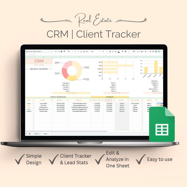 Real Estate Crm Excel Spreadsheet - Etsy