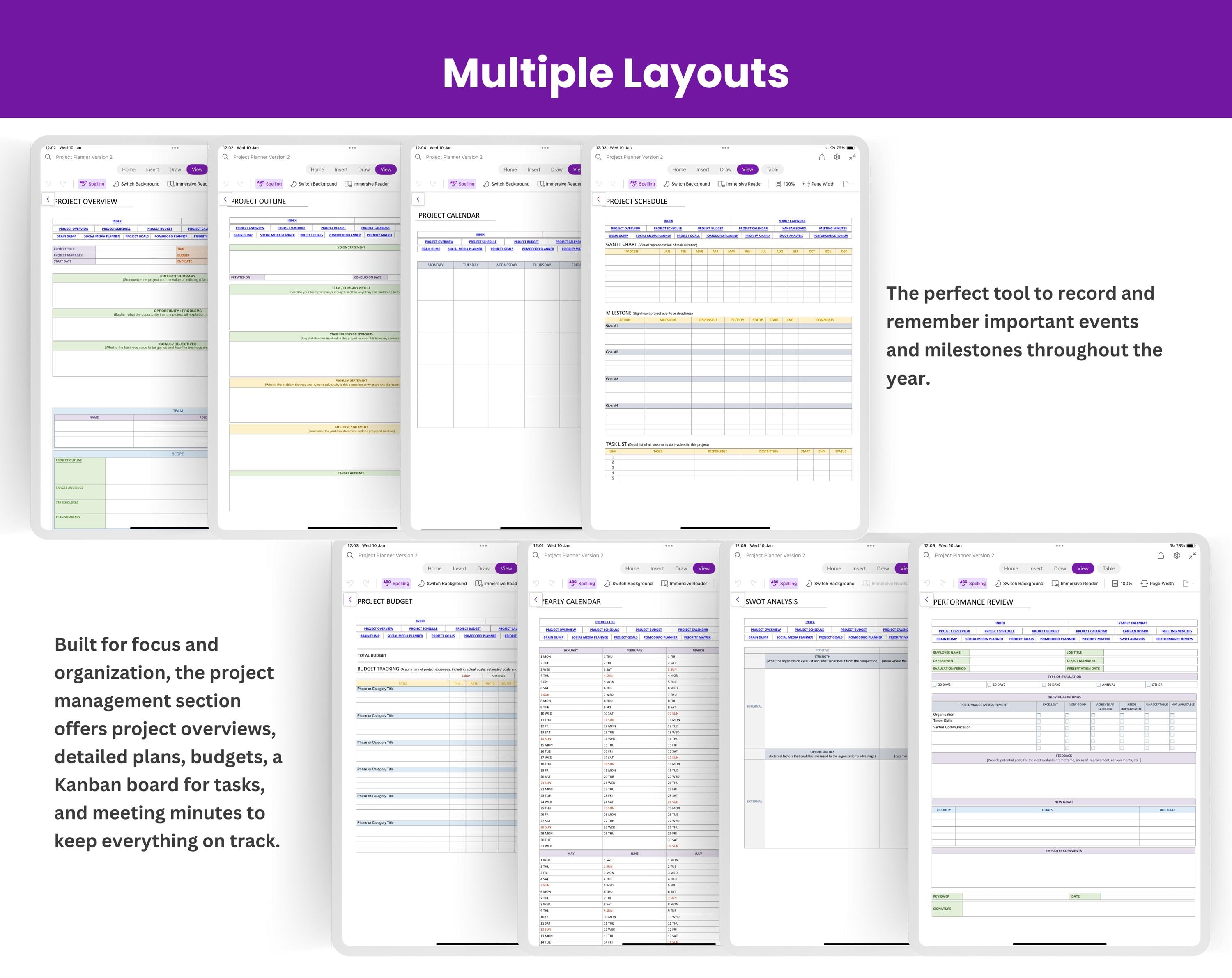 Project Management Template, Gantt Chart, Project Milestone, SMART ...