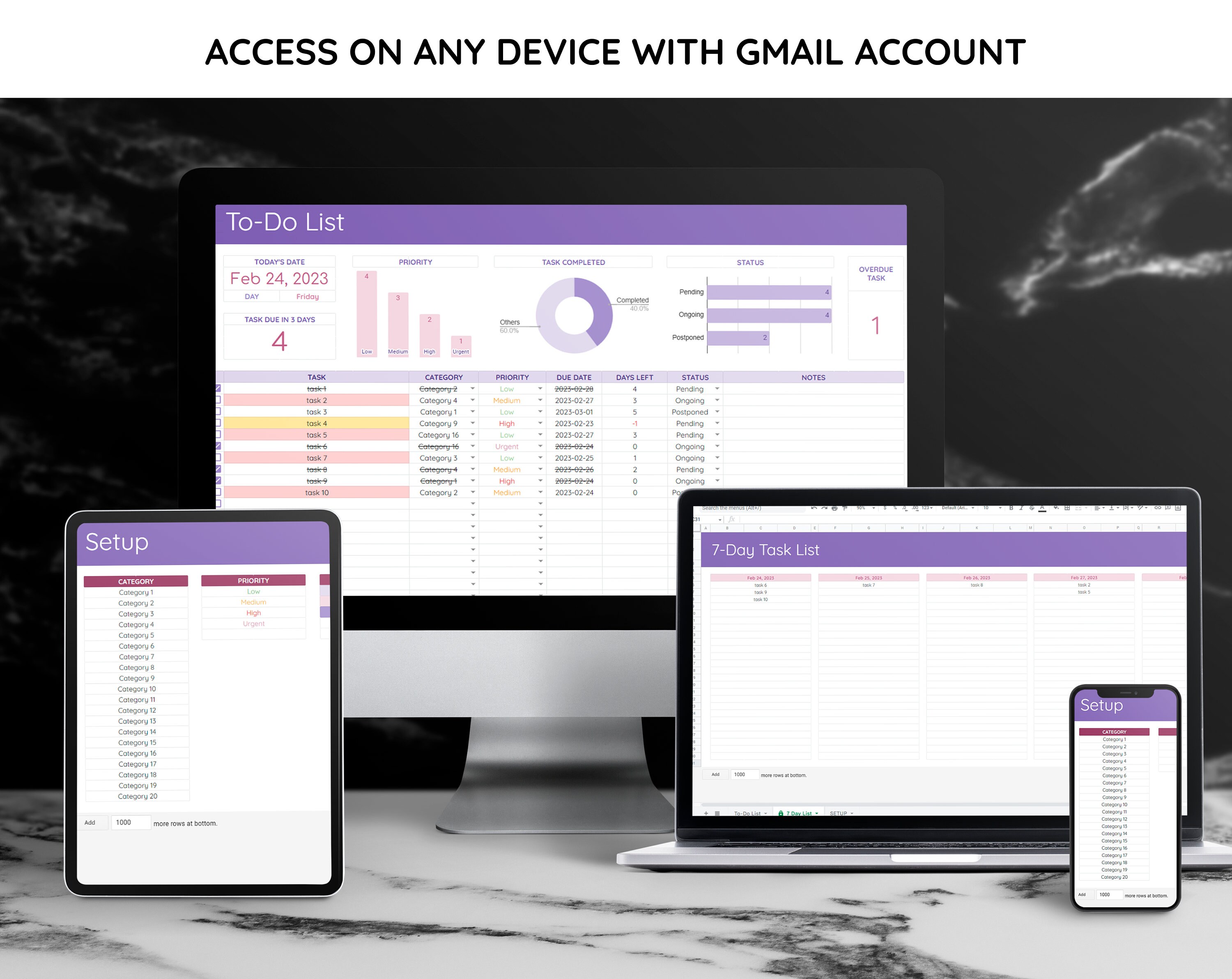 To Do List Google Sheets, 7 Day Planner, Digital Task Tracker, Daily ...