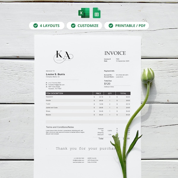 Pdf Invoice to Excel - Etsy