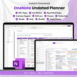 Onenote Digital Planner: Undated | Self-care | Productivity | Daily ...