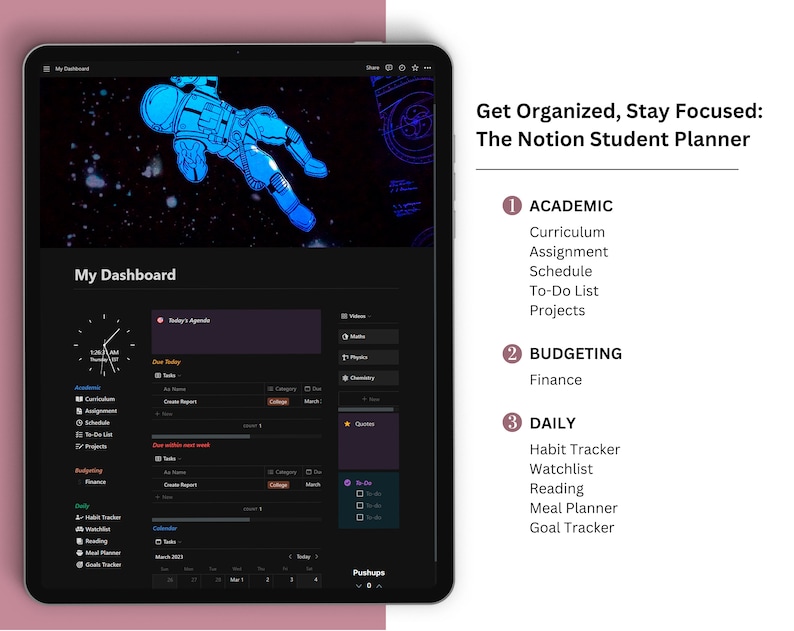 Notion Student Planner Template Academic Planner College Planner ...