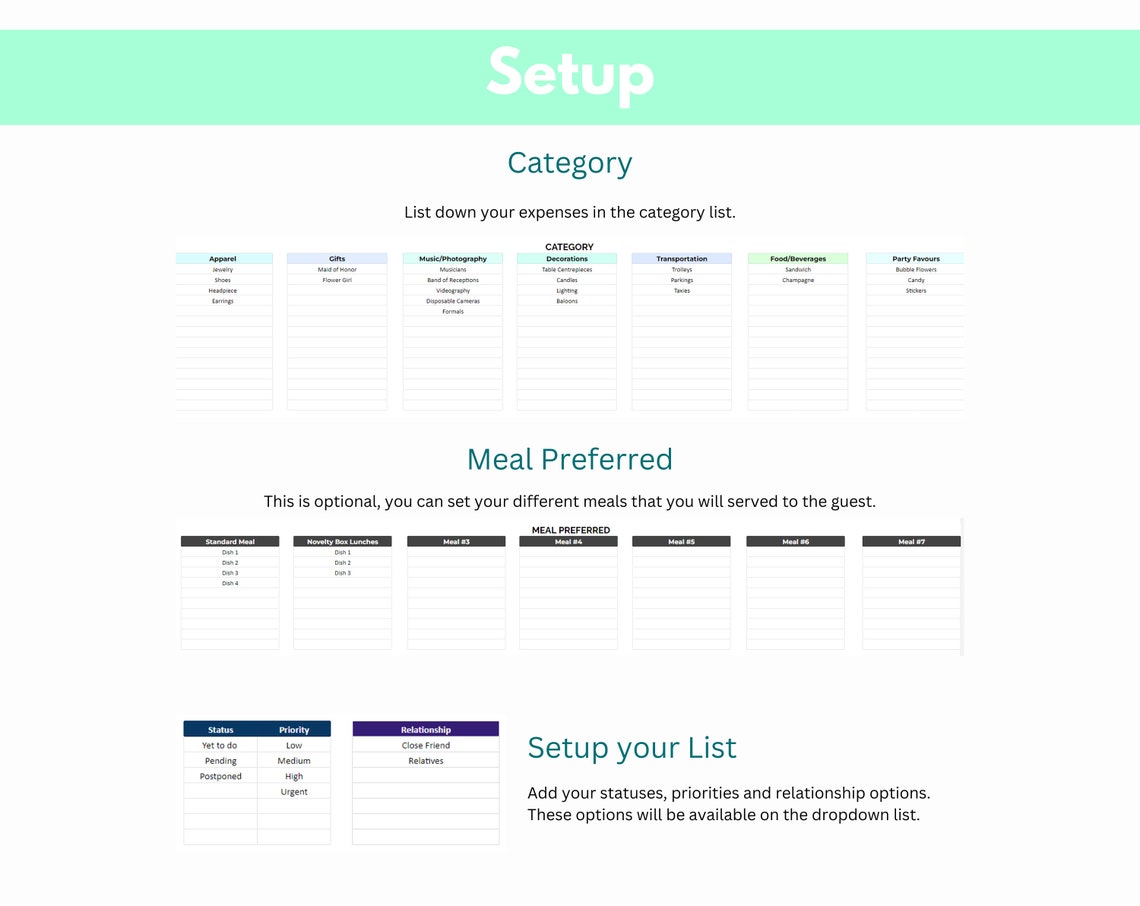 Event Planner Google Sheets Party Planner Spreadsheet Guest List ...