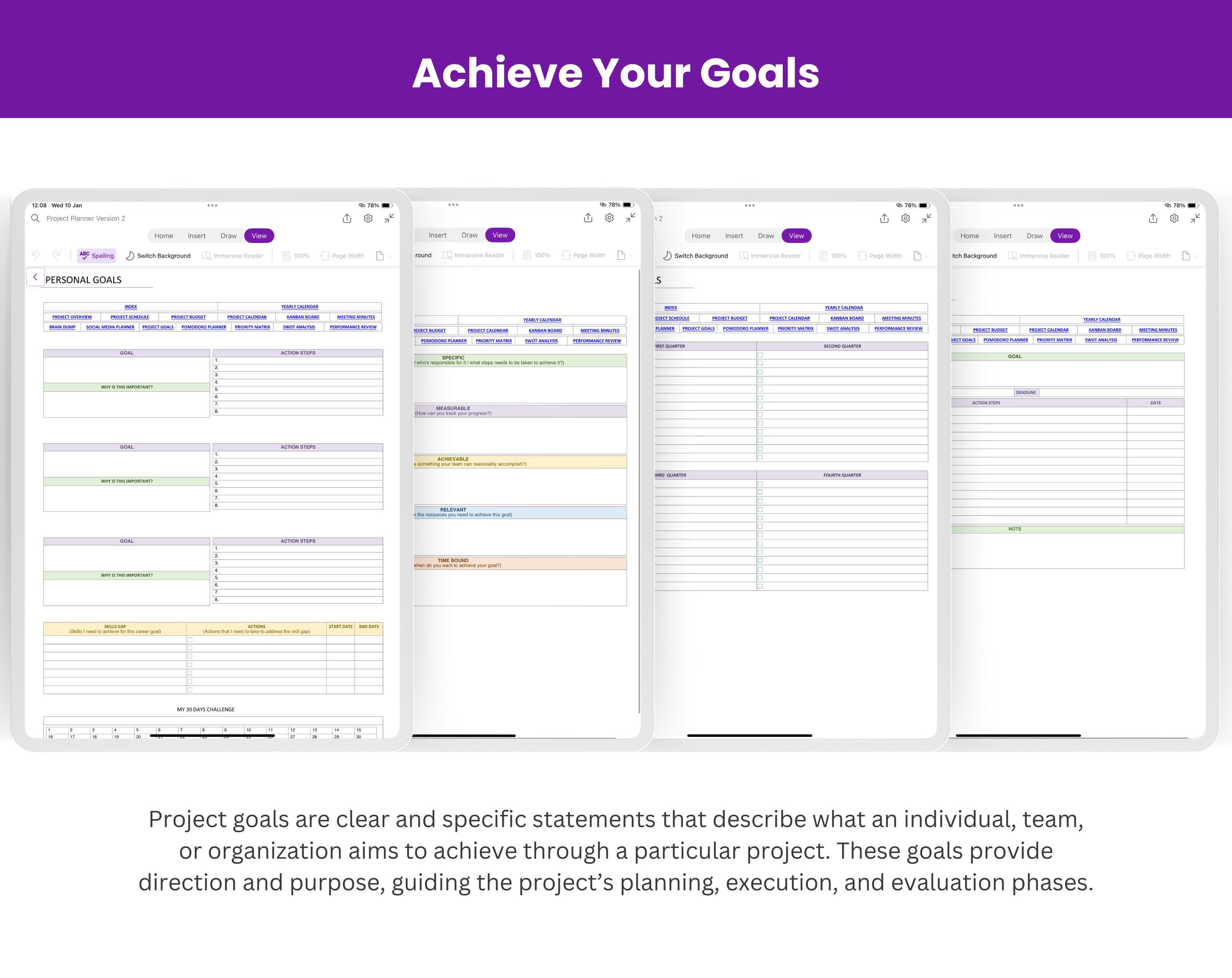 Project Management Template, Gantt Chart, Project Milestone, SMART ...