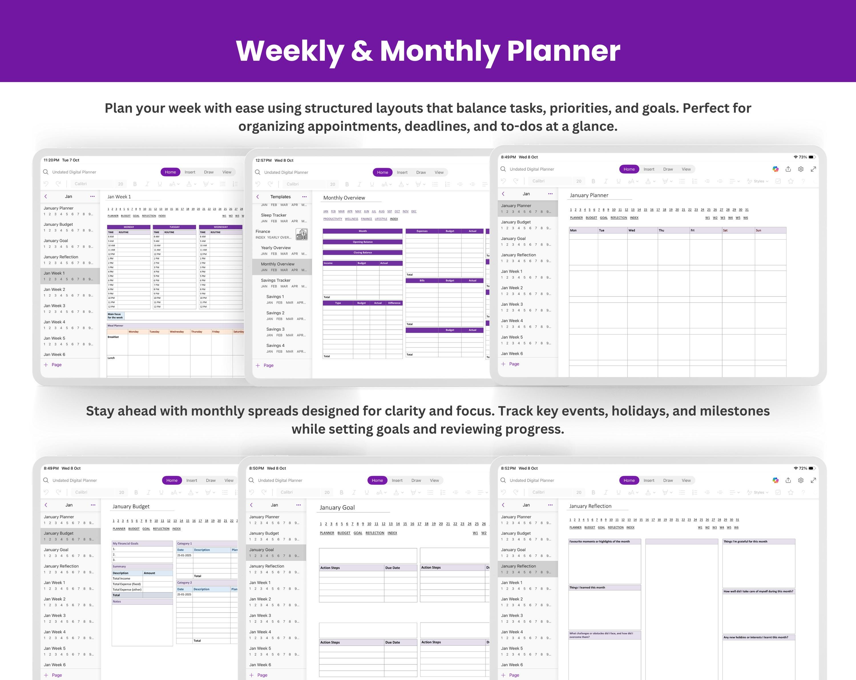 Onenote Digital Planner: Undated | Self-care | Productivity | Daily ...
