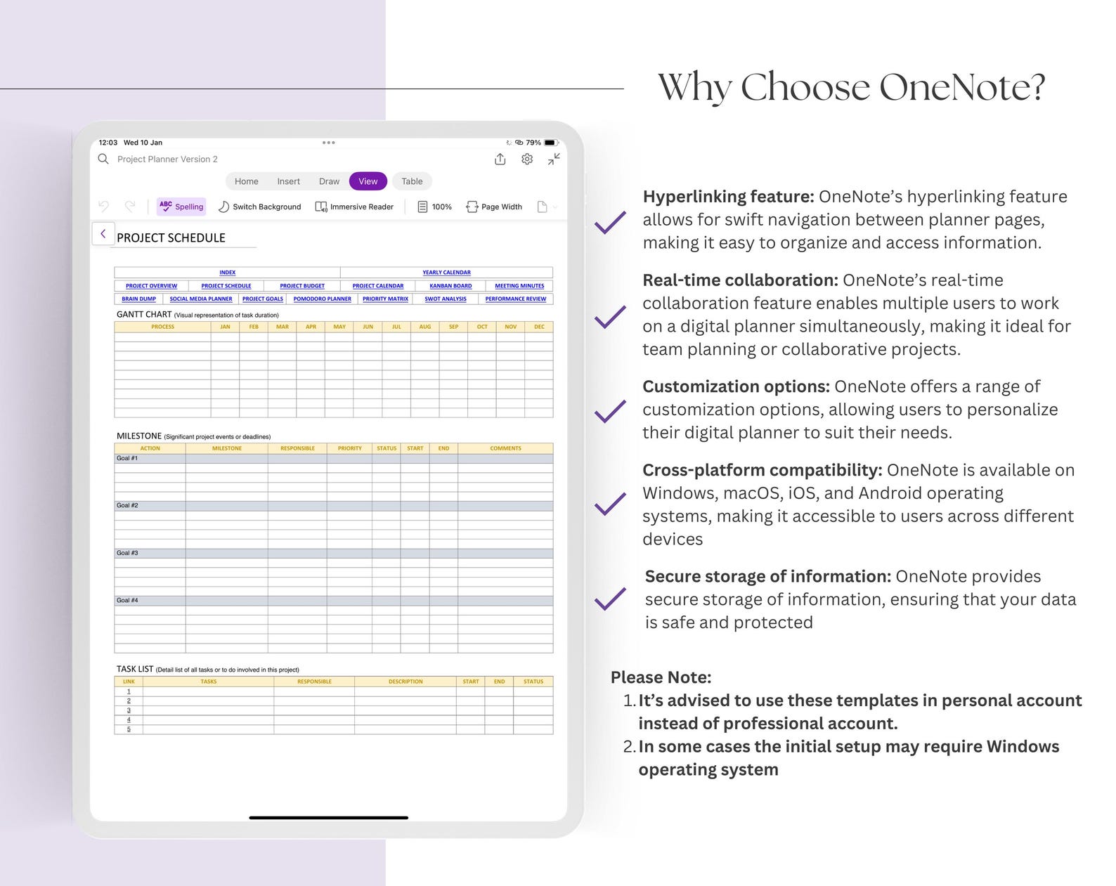 Onenote All-in-one Planner Bundle, Project Planner, 2025, Undated ...