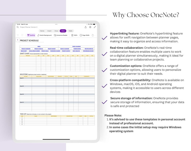 Onenote All-in-one Planner Bundle, Project Planner, 2025, Undated ...