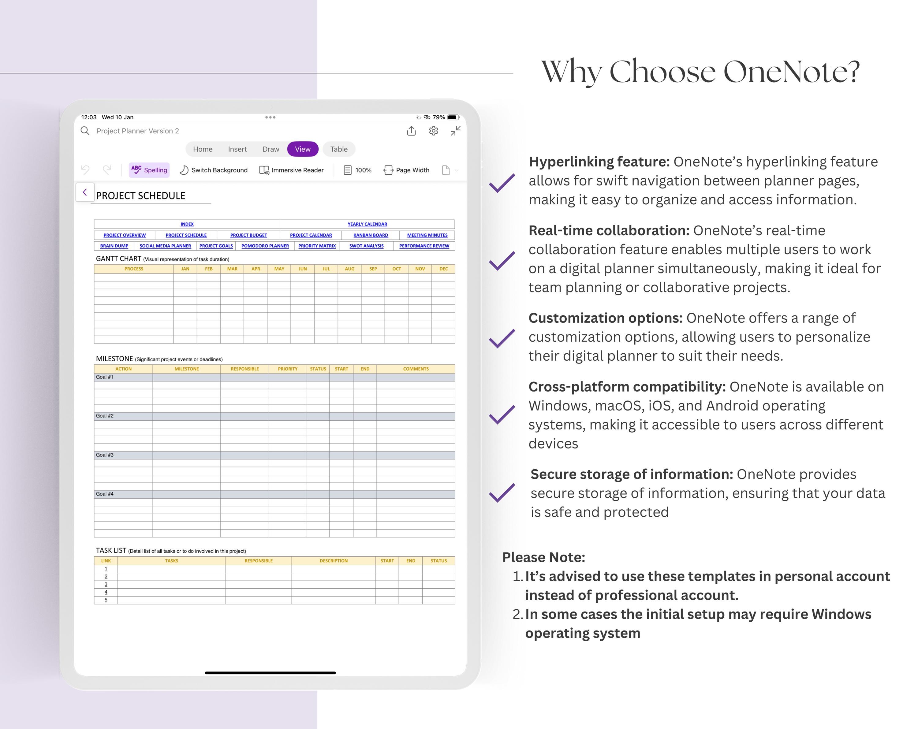 Onenote All-in-one Planner Bundle, Project Planner, 2025, Undated ...