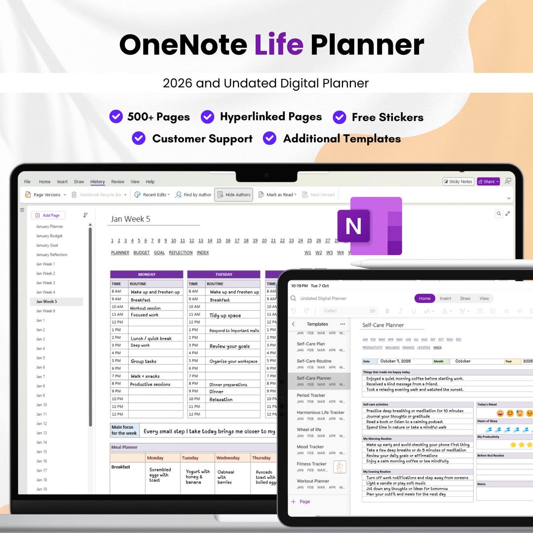 Onenote Digital Planner 2026 and Undated | Project Templates | Daily ...