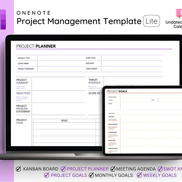 Onenote Project Management Template - Etsy