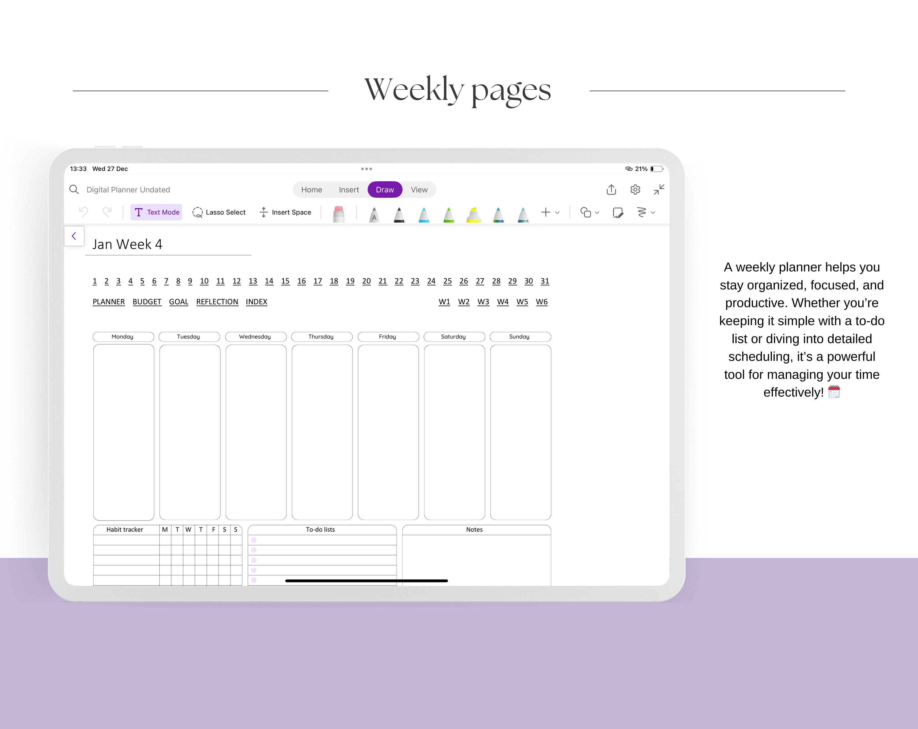 Onenote Digital Planner Undated, Hyperlinked Planner Onenote, Daily ...