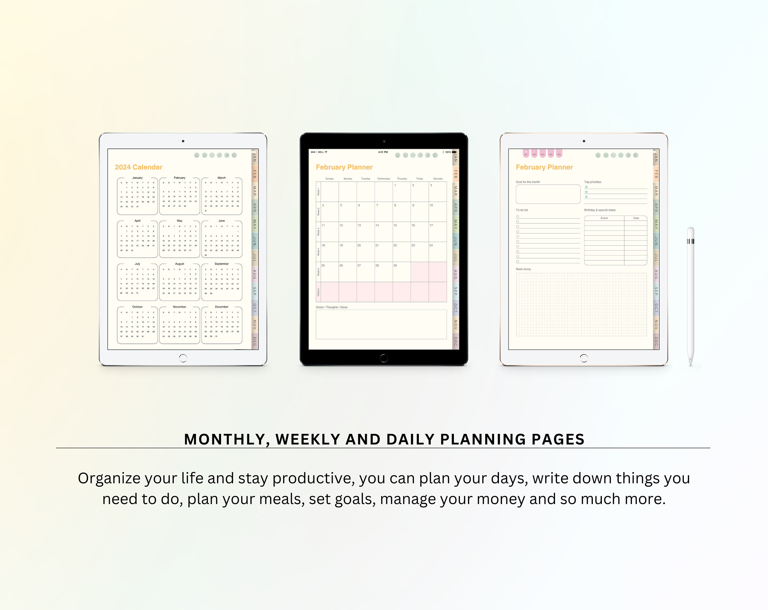 PLR Digital Planner Pack, 2024 and Undated Planner for Commercial Use ...