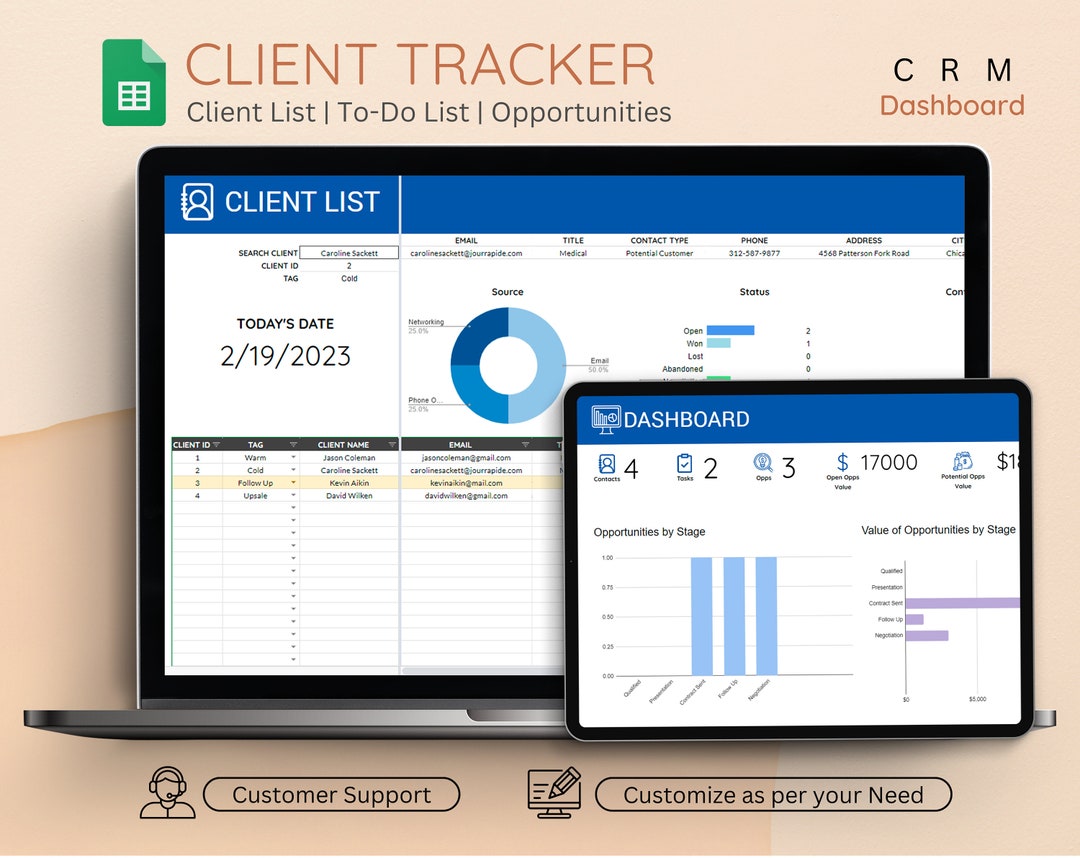 Client Tracker Spreadsheet CRM Dashboard Business Tracker Business ...
