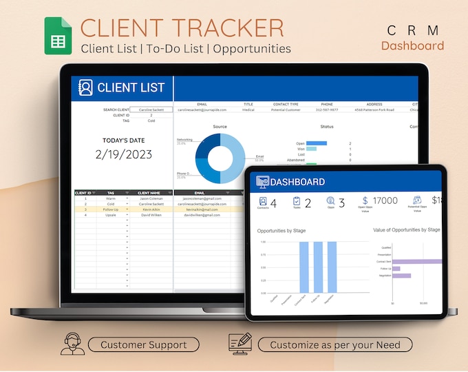 Client Tracker Spreadsheet CRM Template Customer Relationship ...