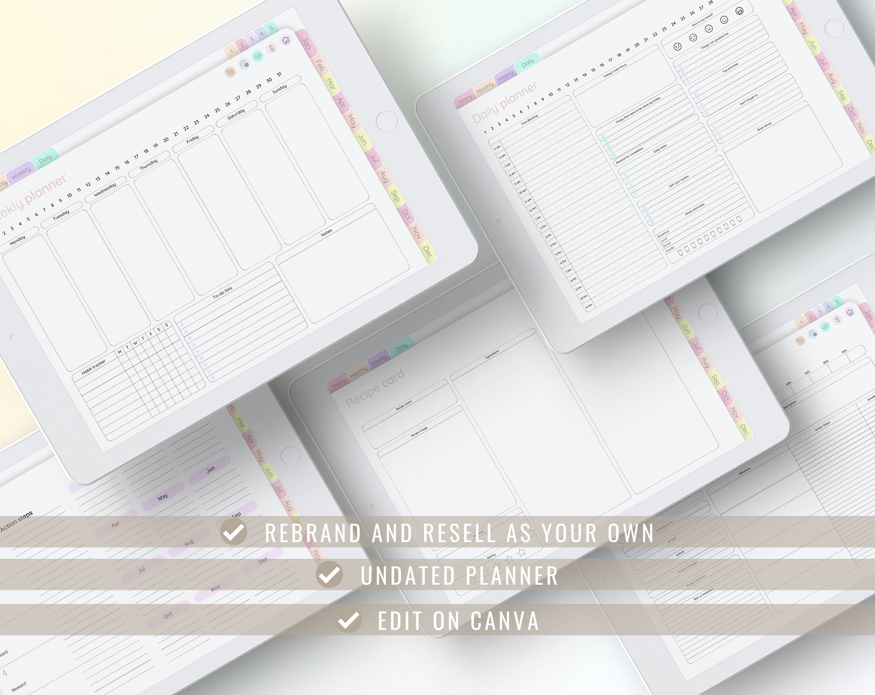 PLR Digital Planner Pack, 2024 and Undated Planner for Commercial Use ...