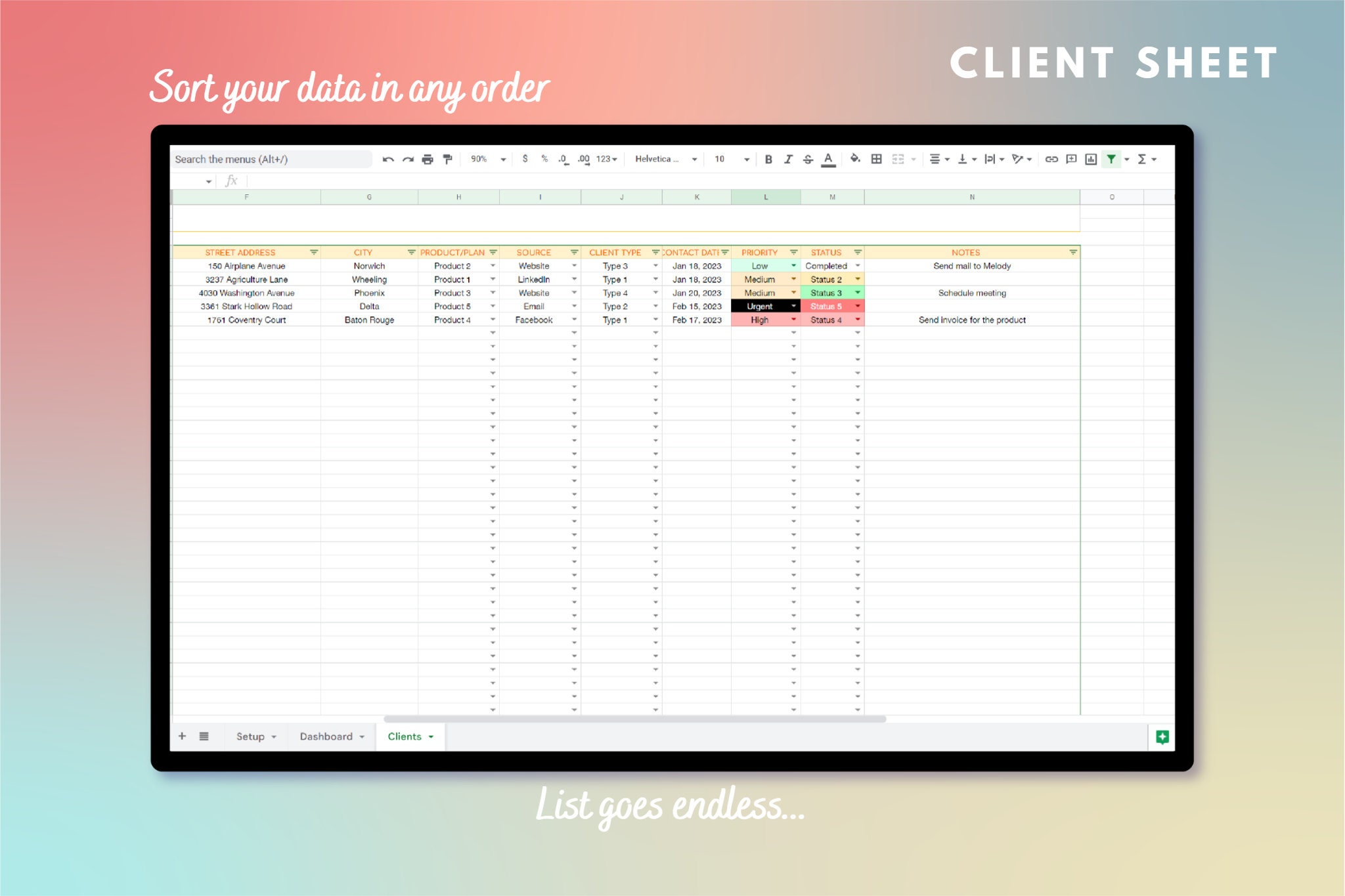 Client Tracker Spreadsheet, Lead Tracker, Small Business Template ...