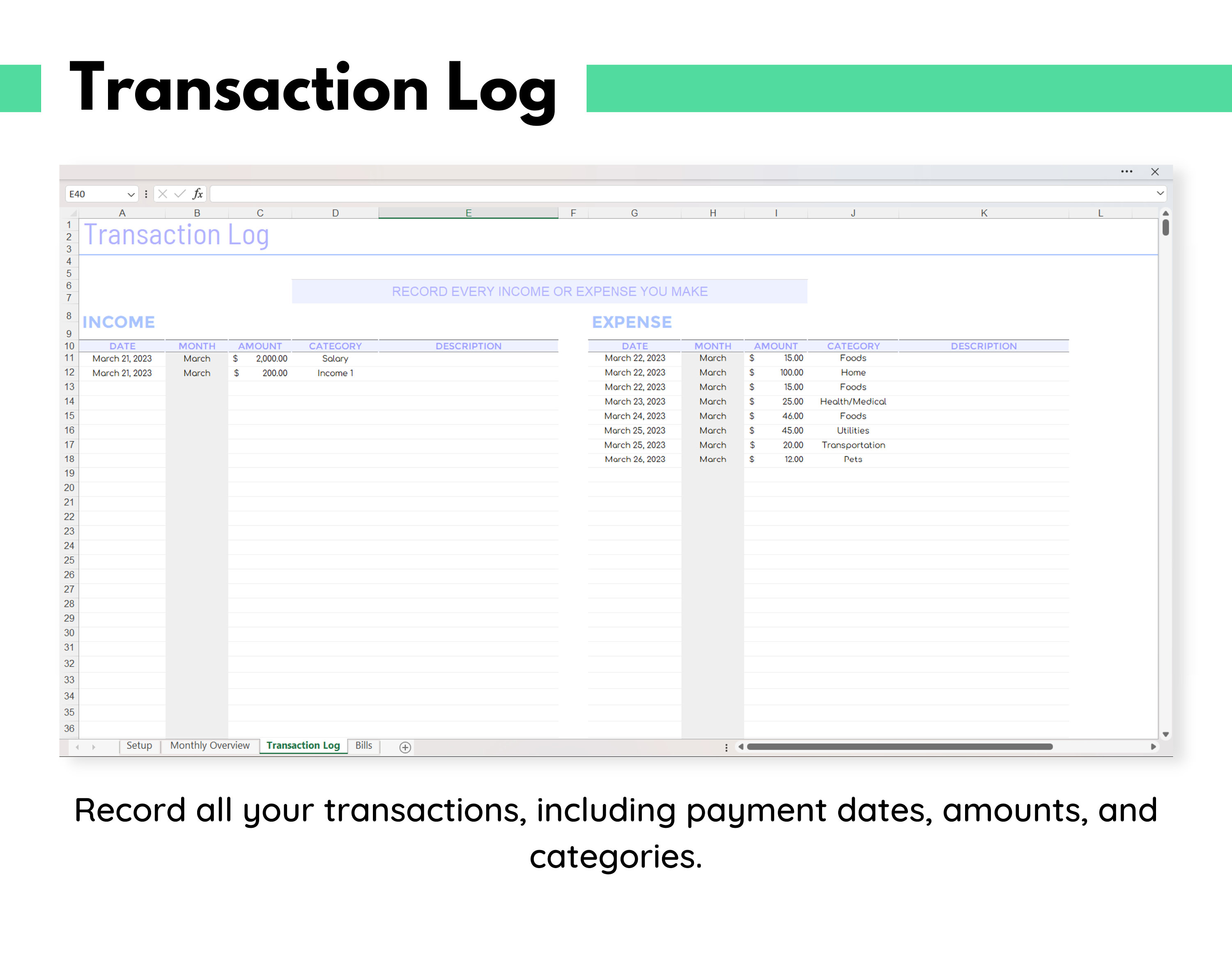 Income and Expense Tracker Excel, Budget Planner, Expense Spreadsheet ...