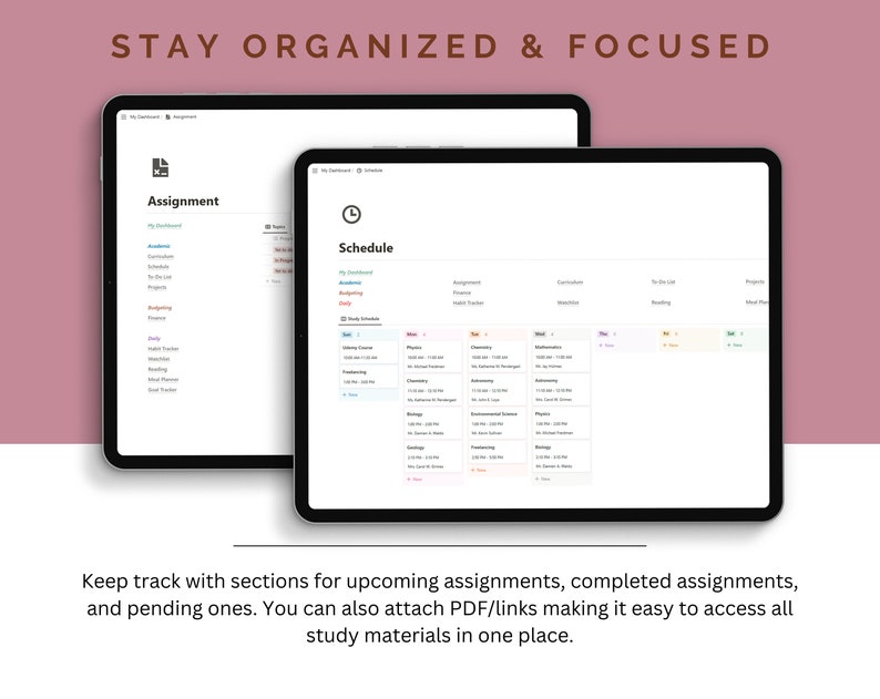 Notion Student Planner Template Academic Planner College Planner ...