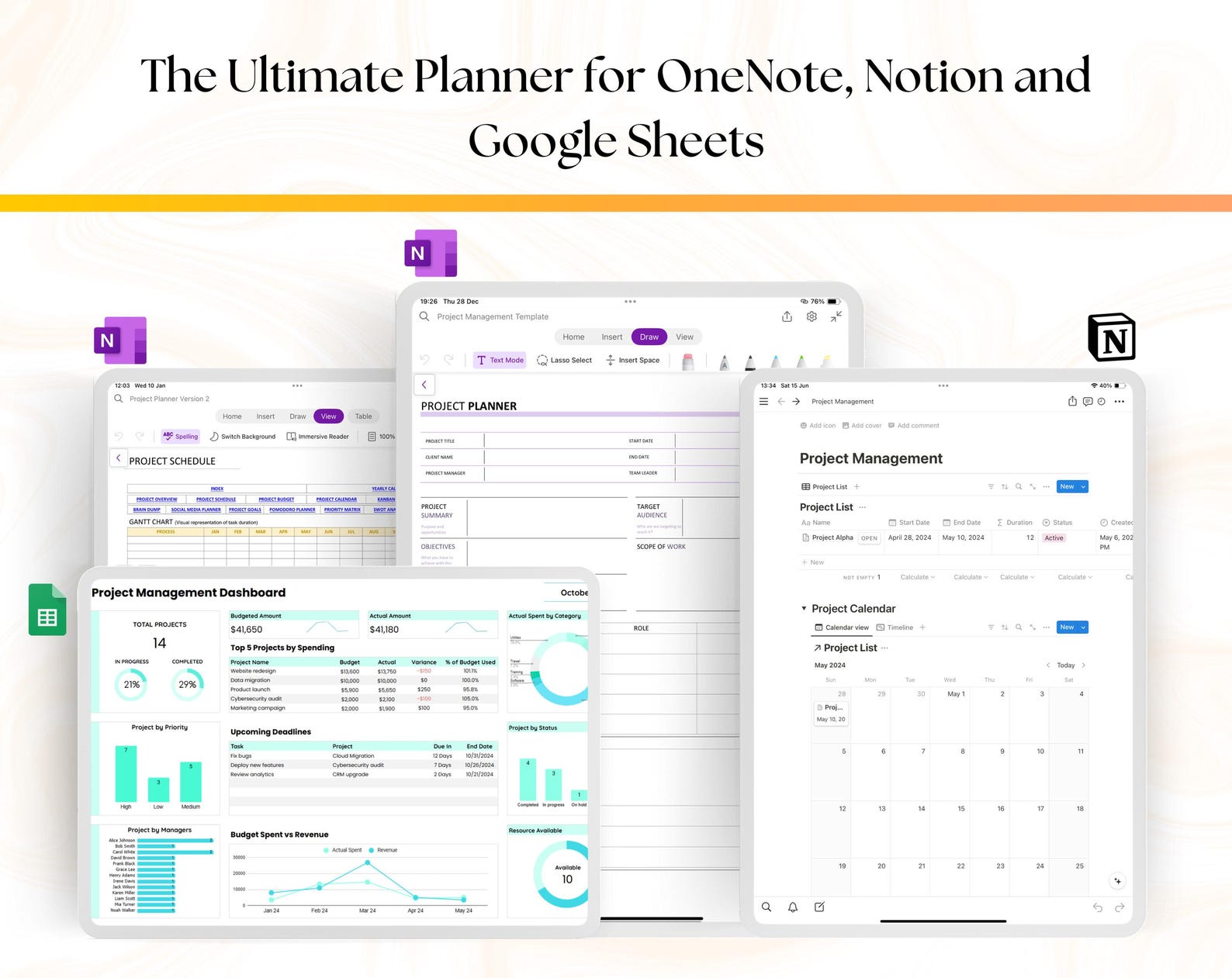 Project Management Bundle, Gantt Chart, Project Milestone, SMART Goals ...
