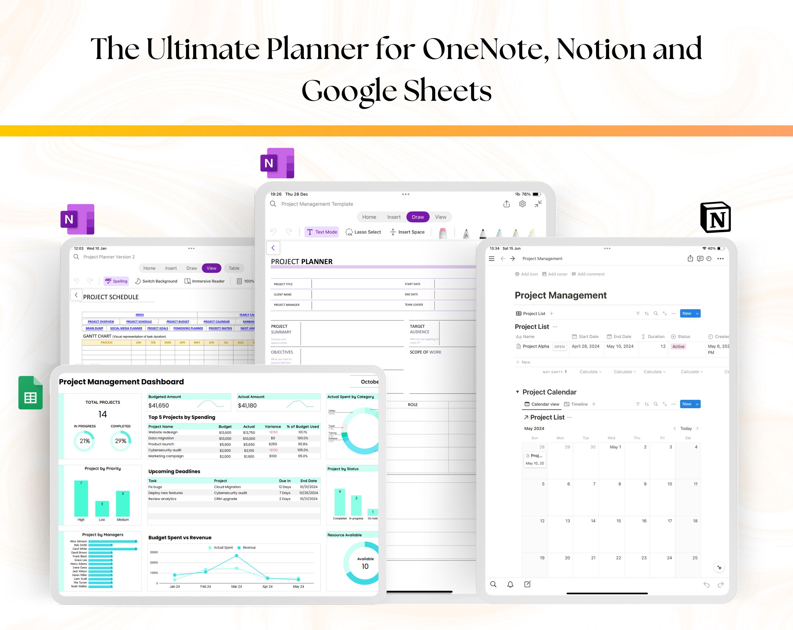 Project Management Bundle, Gantt Chart, Project Milestone, SMART Goals, Project Budget, SWOT ...