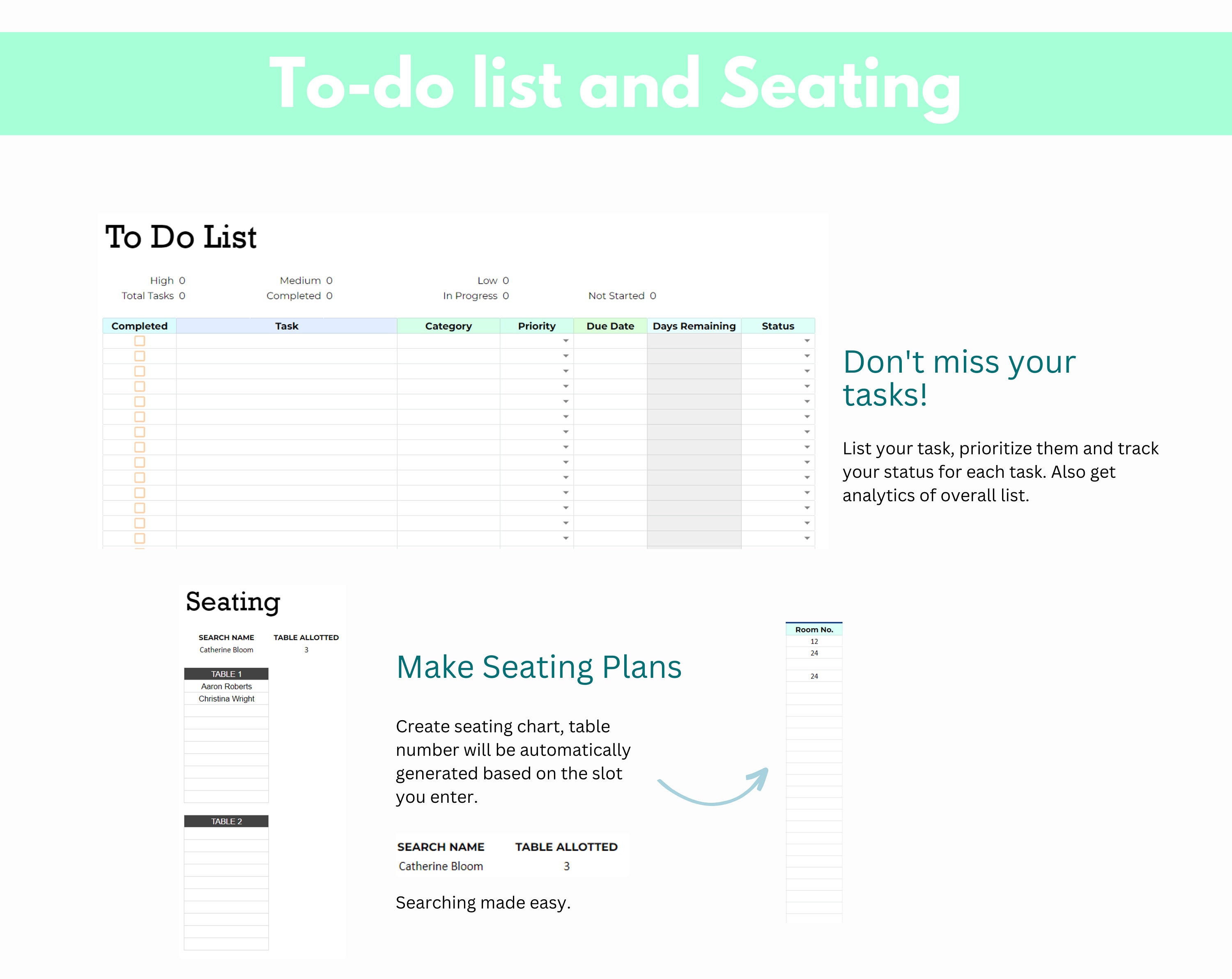 Event Planner Google Sheets - Party Planner Spreadsheet | Guest List ...
