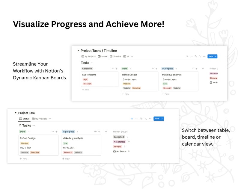 Project Management Template Notion Template, Gantt Chart, Project ...