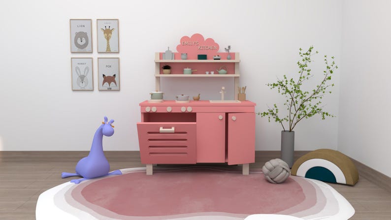 Luxury Wooden Play Kitchen | Handmade Kids Kitchen Set | Personalized ...
