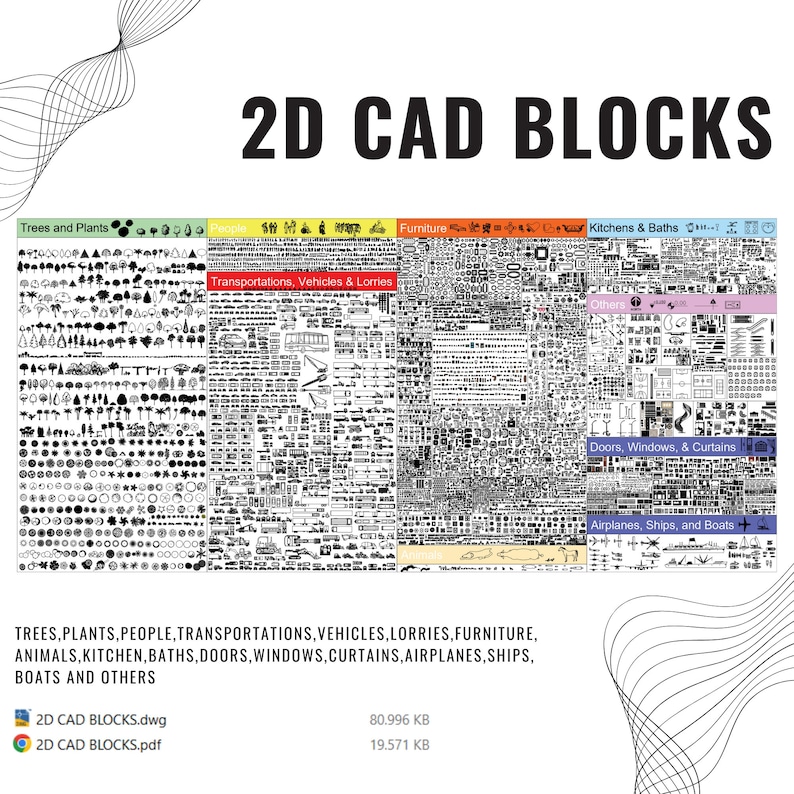 Autocad Blocks 2D DWG CAD Library, Templates, Drawings, Tree Blocks ...
