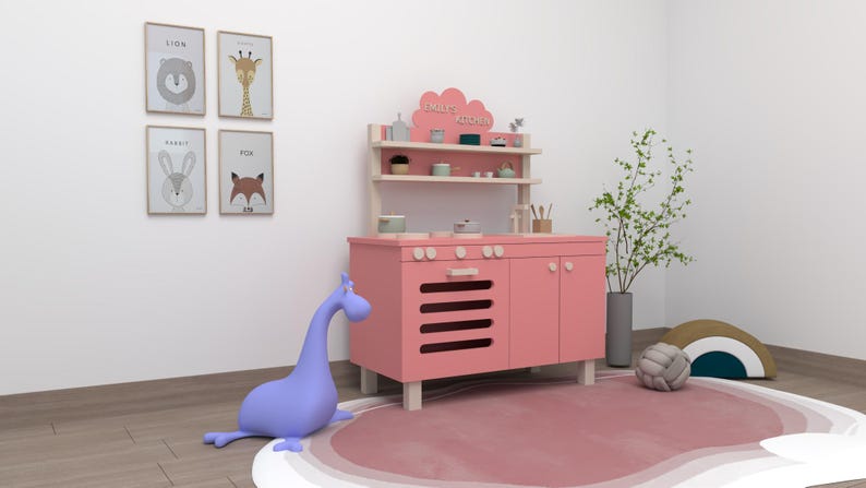 Luxury Wooden Play Kitchen | Handmade Kids Kitchen Set | Personalized ...