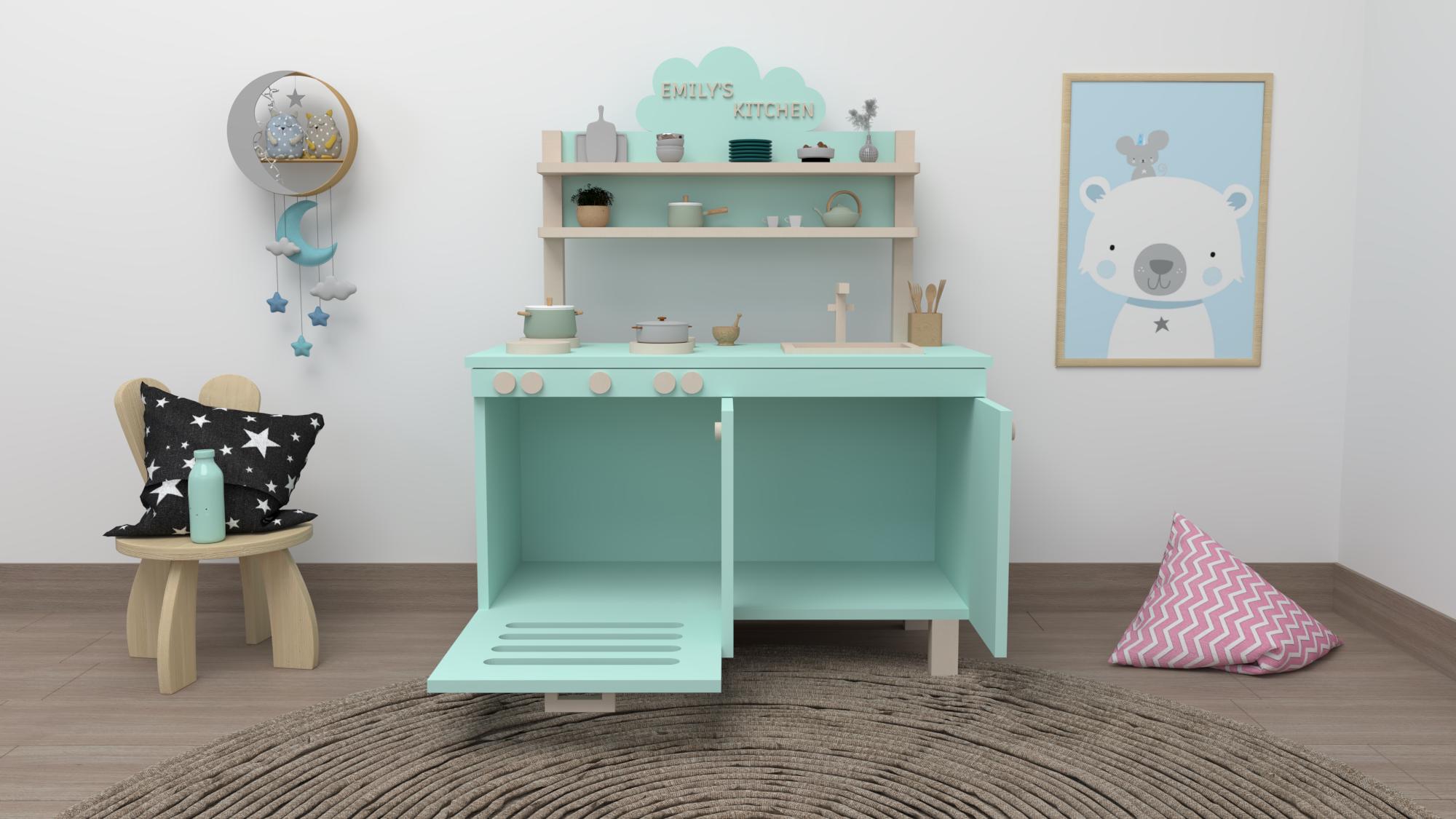 Luxury Wooden Play Kitchen | Handmade Kids Kitchen Set | Personalized ...