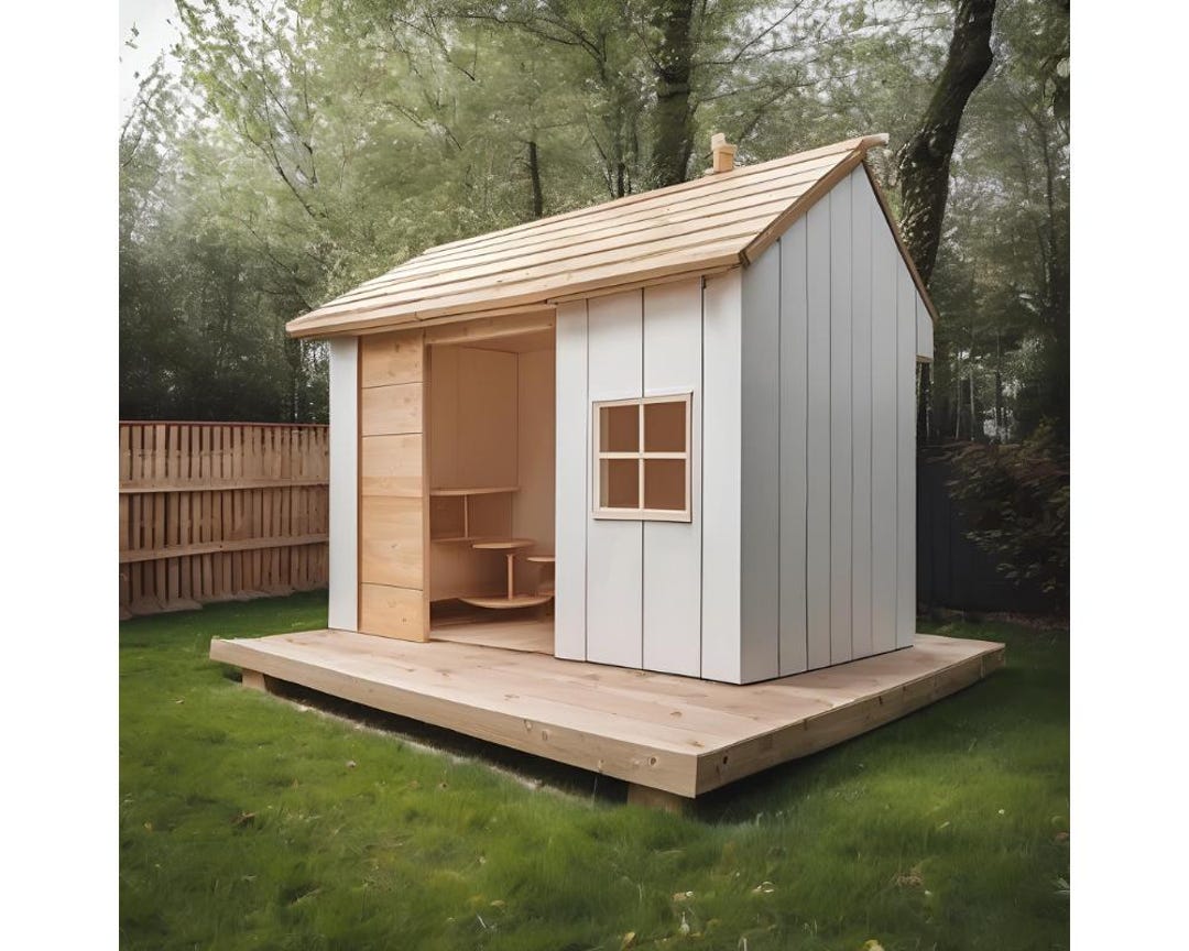 DIY Kids Playhouse Plans Build a Fun and Sturdy Wooden Playhouse With ...