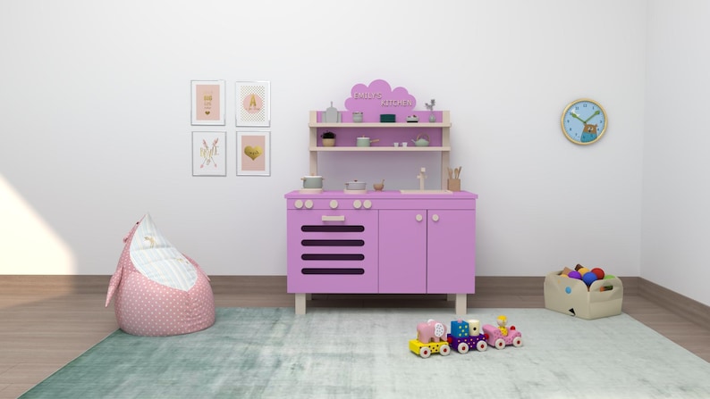 Luxury Wooden Play Kitchen | Handmade Kids Kitchen Set | Personalized ...