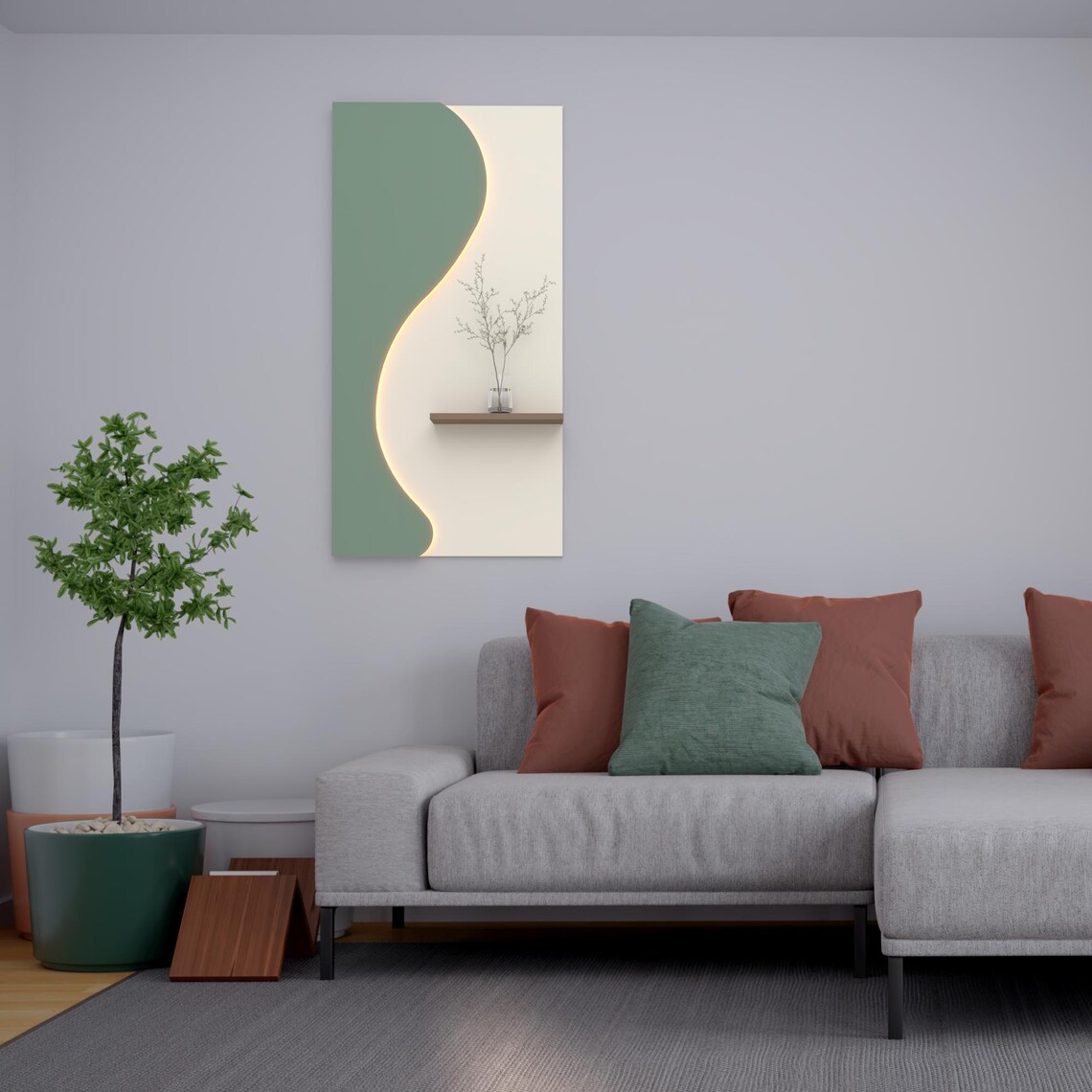 Minimalist LED Wall Art, Modern Wooden Light Panel, Ambient Wall Decor ...