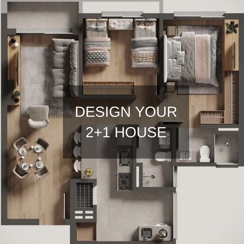 3D 2+1 House Design, Architectural Rendering, Customize Interior Design ...