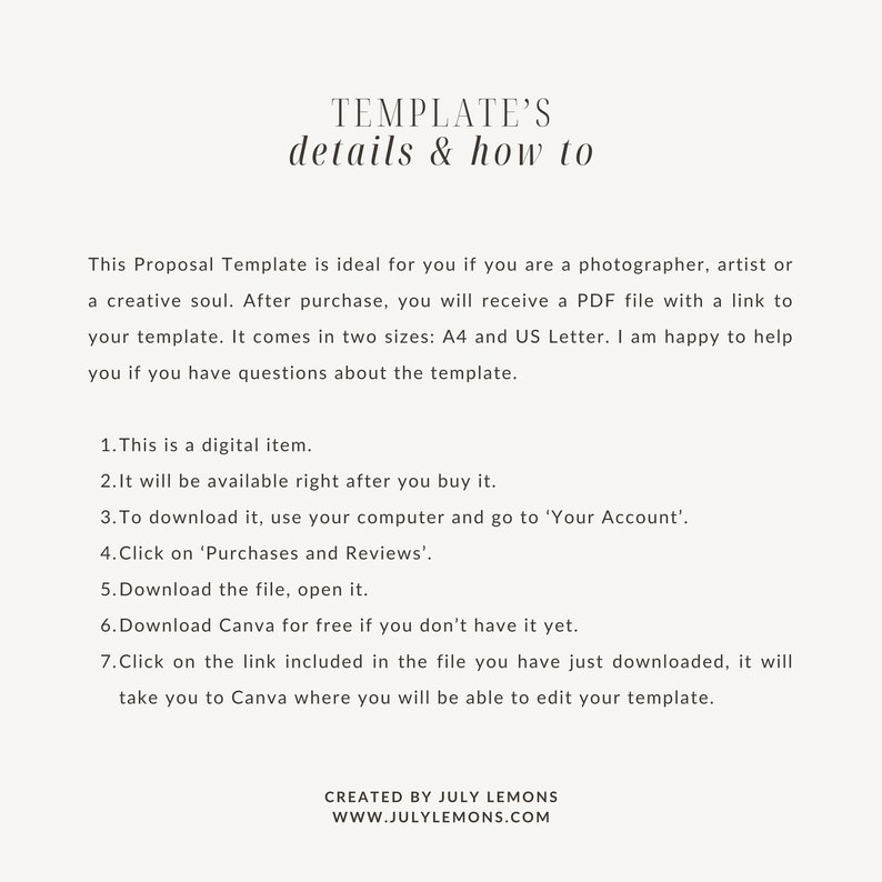 Minimal Photographer Proposal Template I Photography Proposal Canva I ...