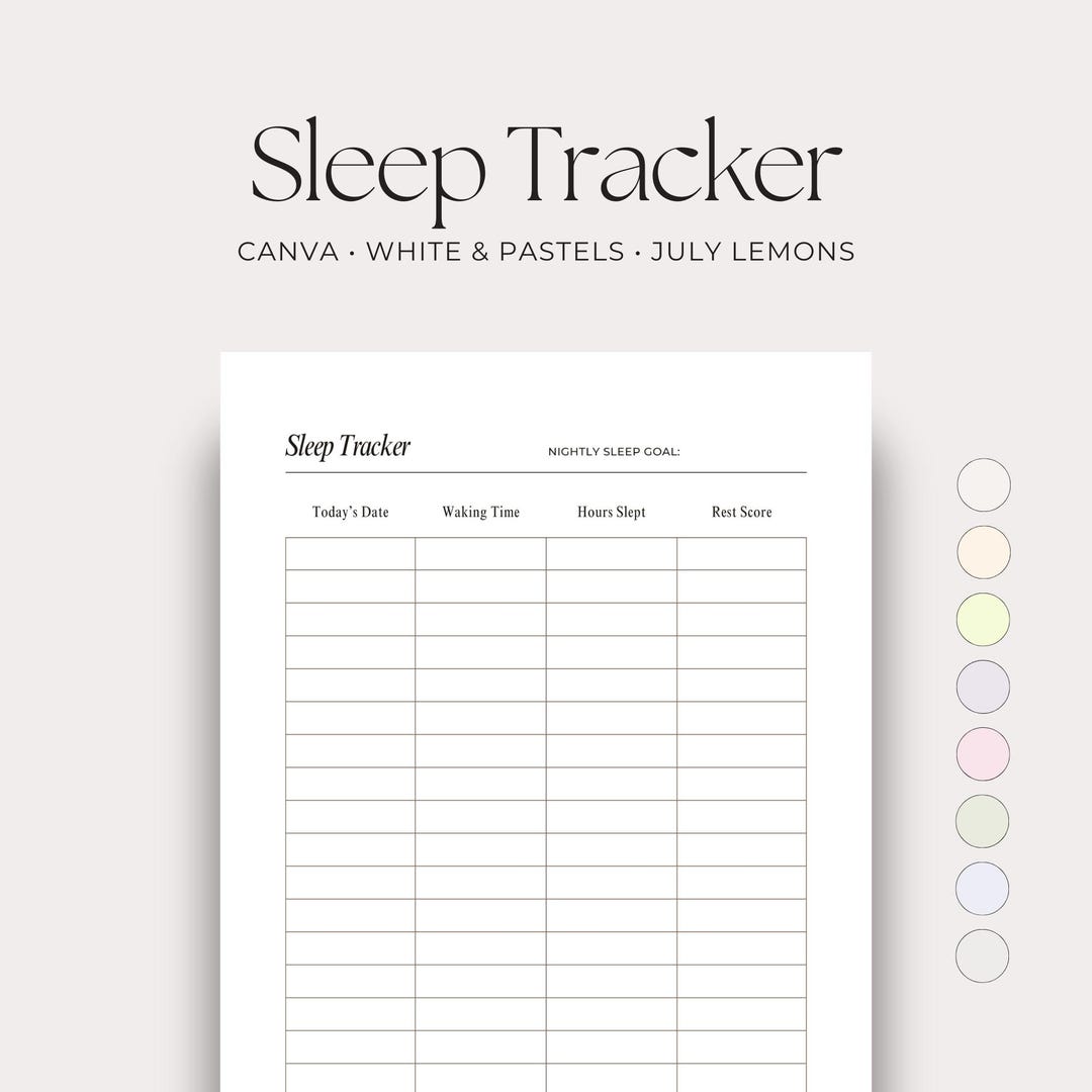 Sleep Tracker Template Fillable Template Sleep Tracker Printable, Sleep ...