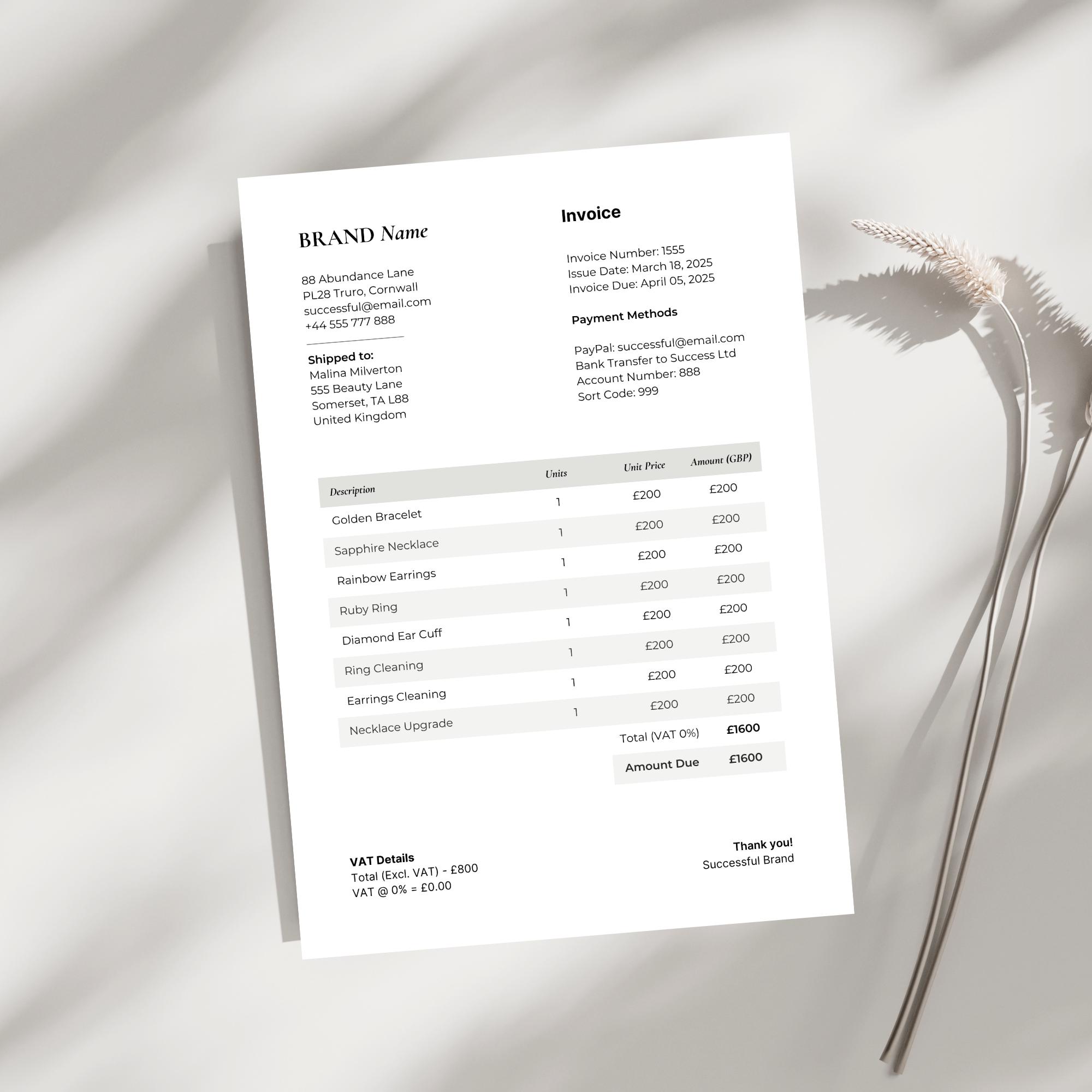 Rechnungsvorlage Canva Minimalistisch I Modern und Professionelle ...
