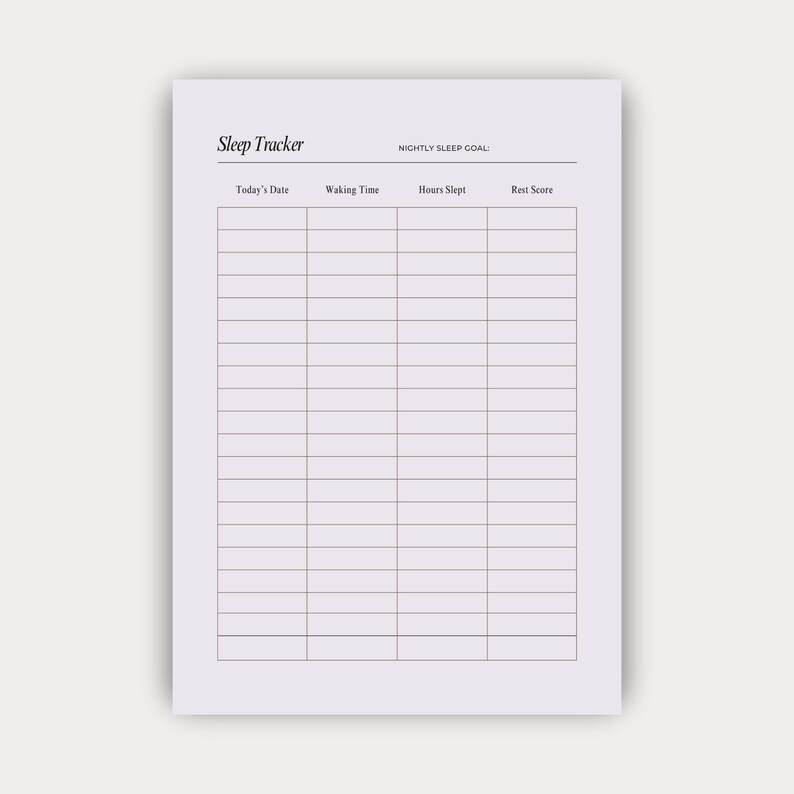 Sleep Tracker Template Fillable Template Sleep Tracker Printable, Sleep ...
