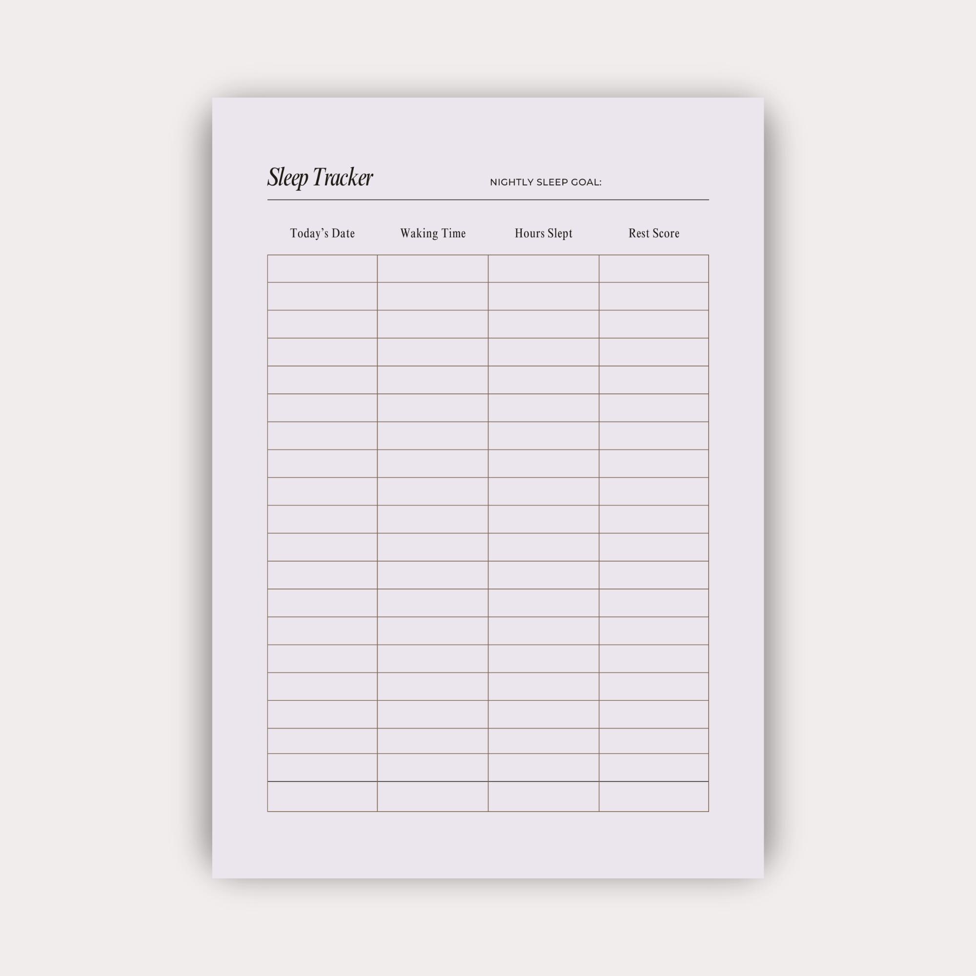 Sleep Tracker Template Fillable Template Sleep Tracker Printable, Sleep ...
