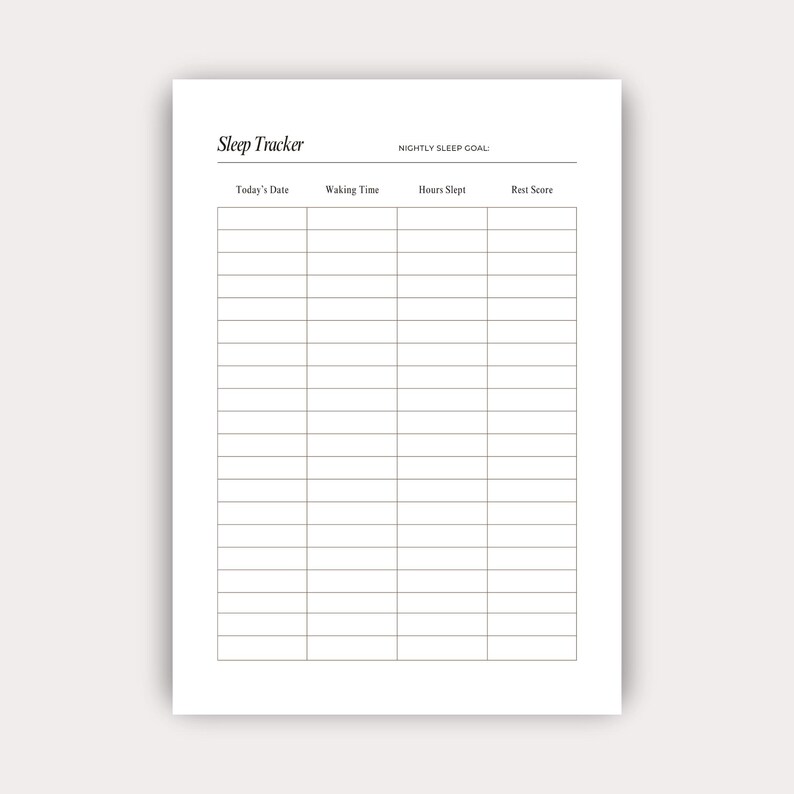 Sleep Tracker Template Fillable Template Sleep Tracker Printable, Sleep ...