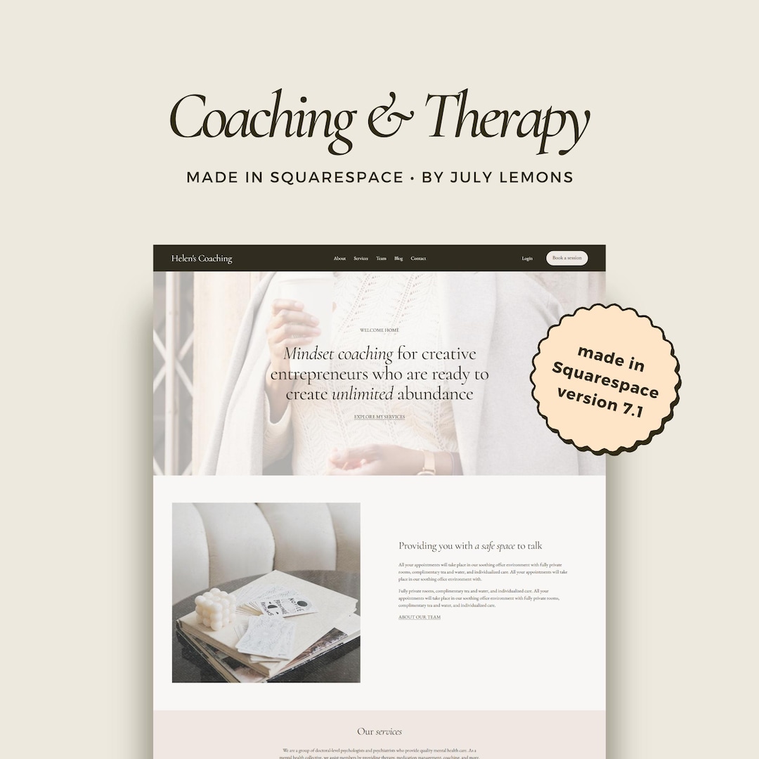 Coach Website Template Squarespace I Aesthetic Website for Wellness ...